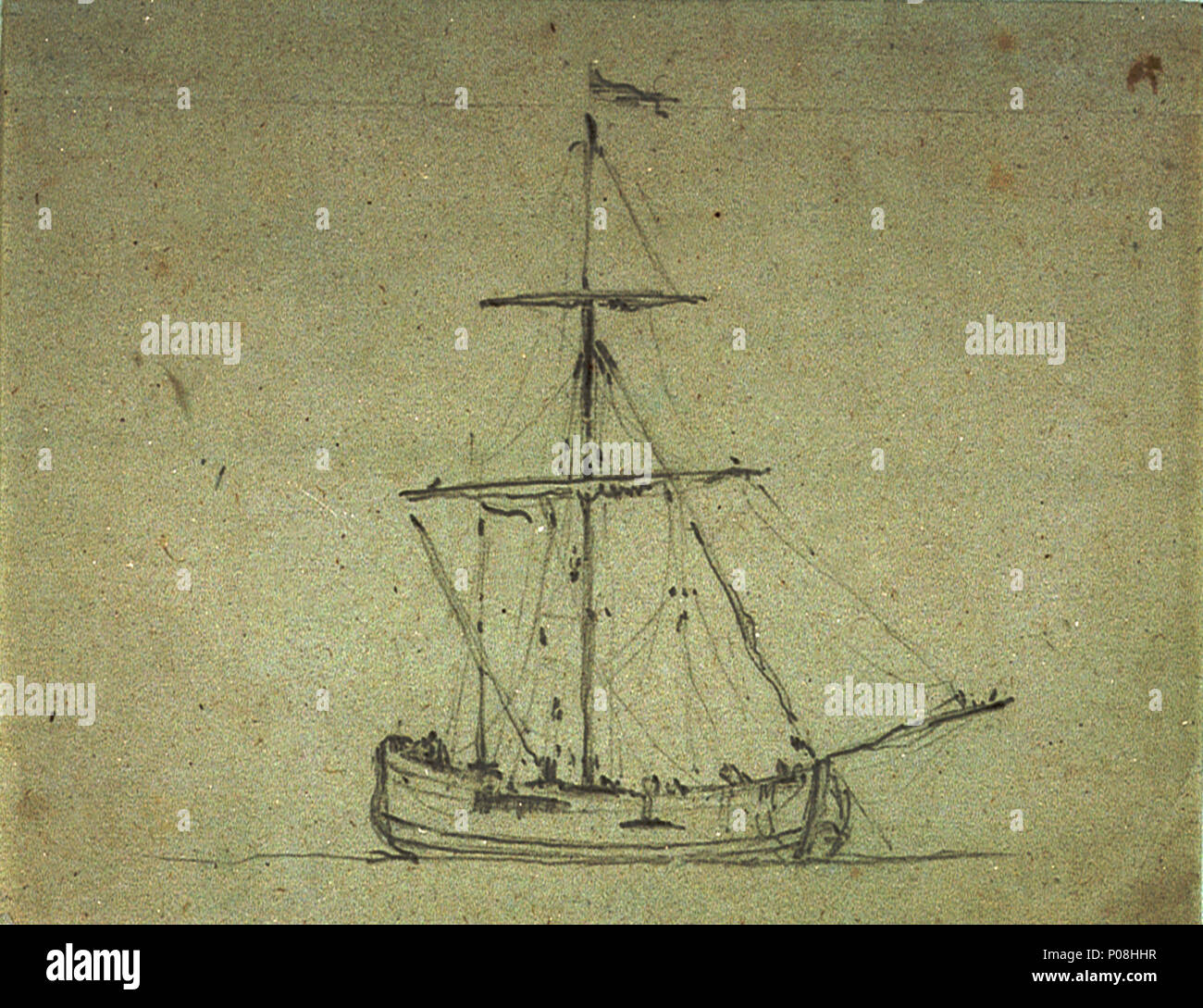 . English: A ketch at anchor A starboard view of a ketch at anchor ...