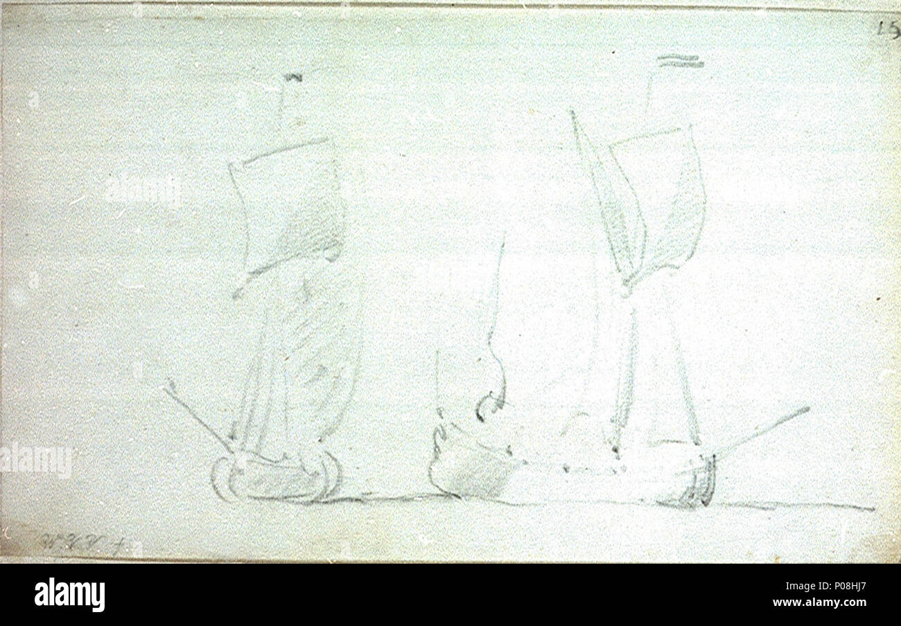 . English: A ketch before the wind and another close-hauled A raid ...