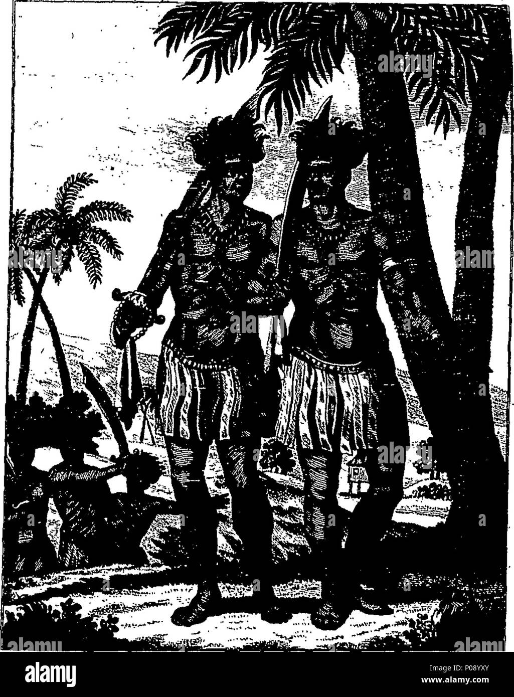 . English: Fleuron from book: A new and complete collection of voyages ...