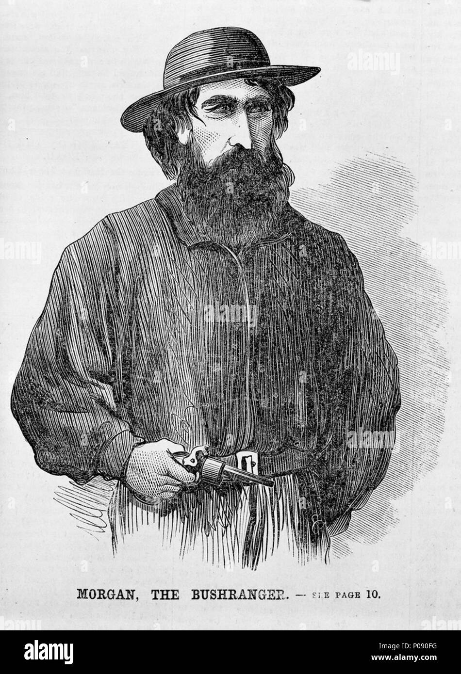 . English: Wood engraving of Australian bushranger Dan Morgan. . 25 ...