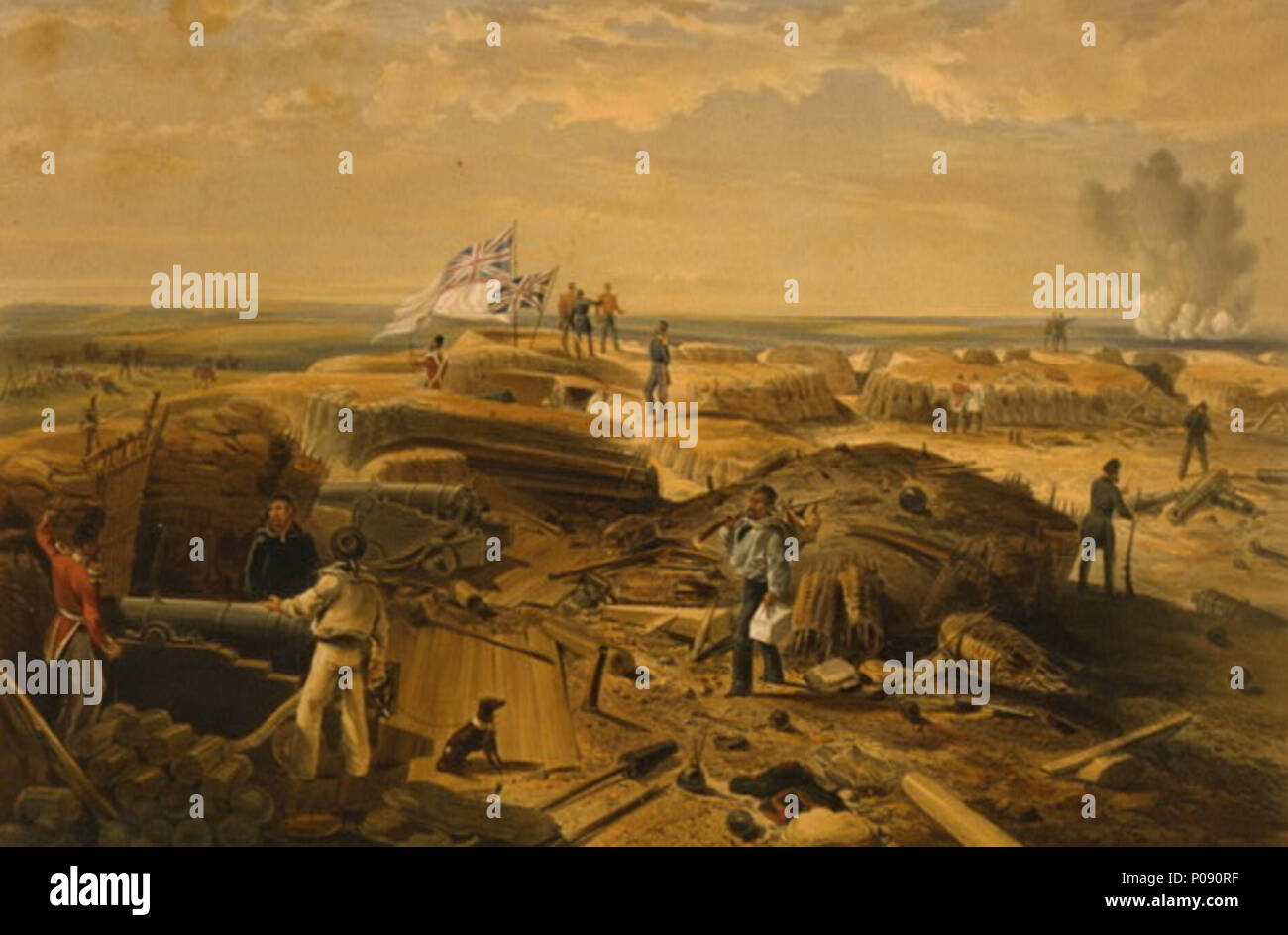 . English: Interior view of the of the Redan showing battery during the ...