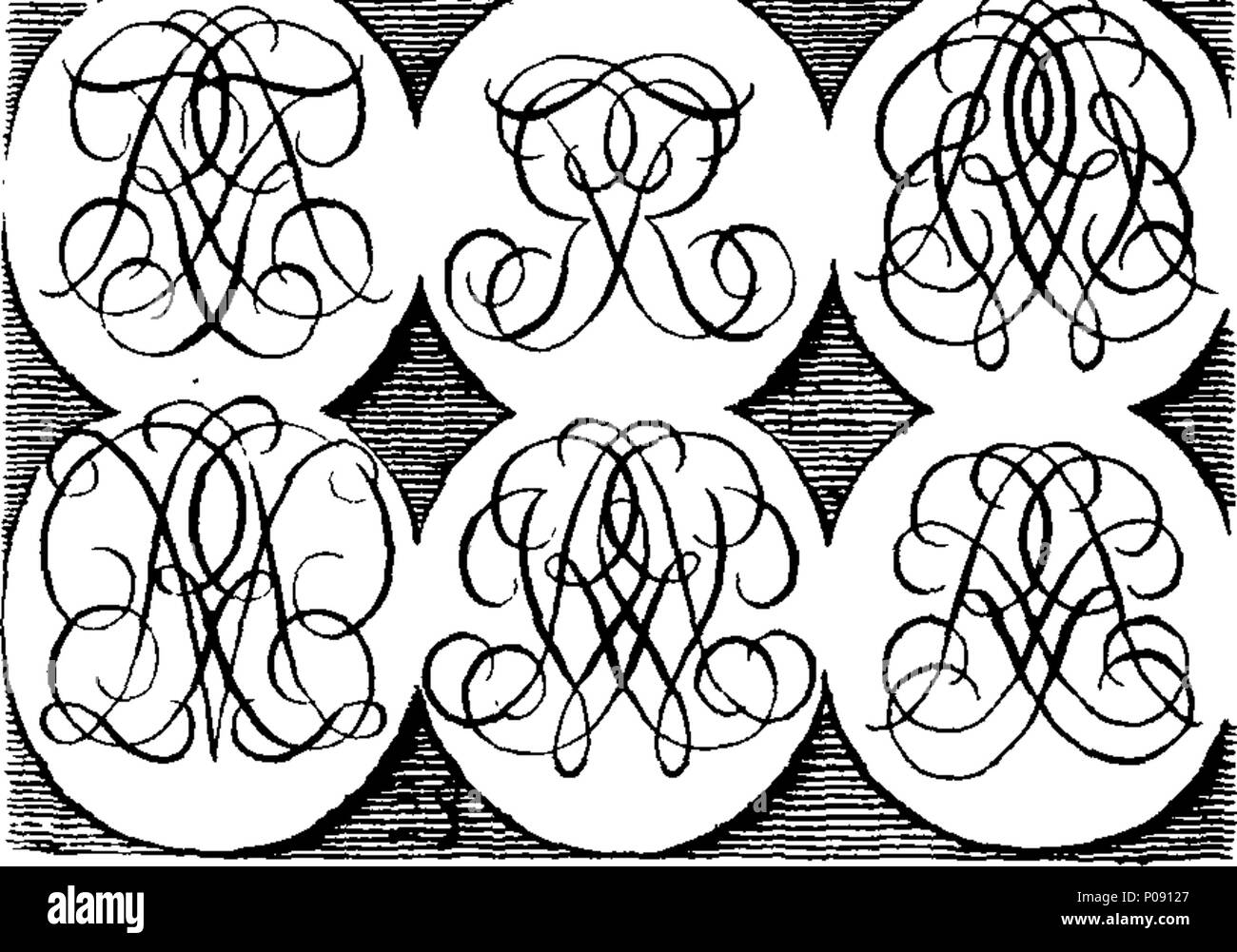 . English: Fleuron from book: A new book of cyphers of single & double ...