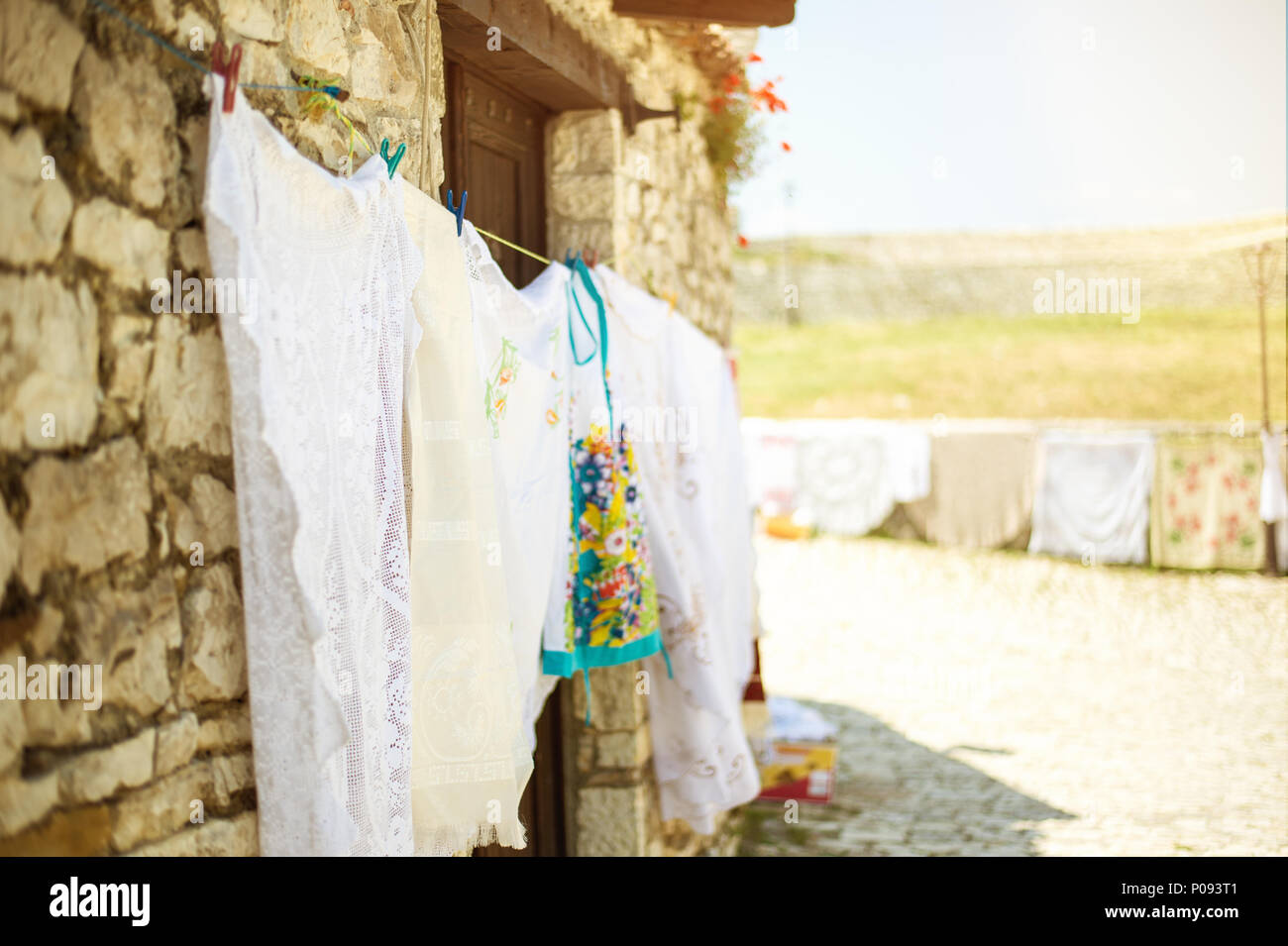 BERAT, ALBANIA - June 2018: Historical town Berat, ottoman architecture ...