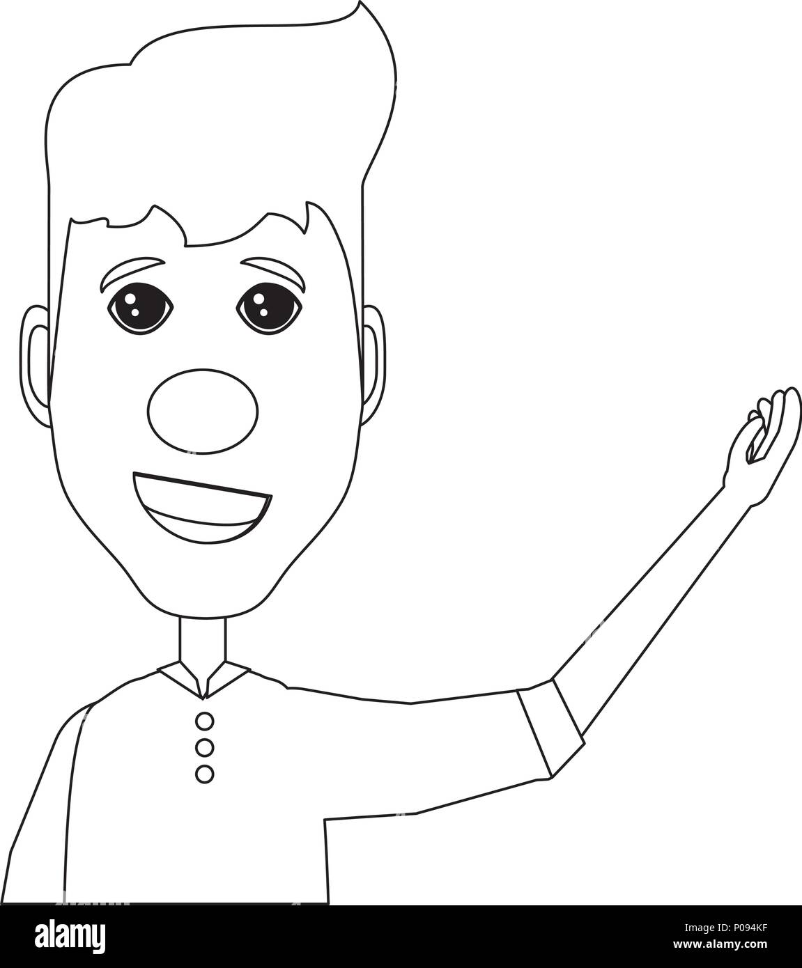 Cartoon man with red nose icon over white background, vector ...