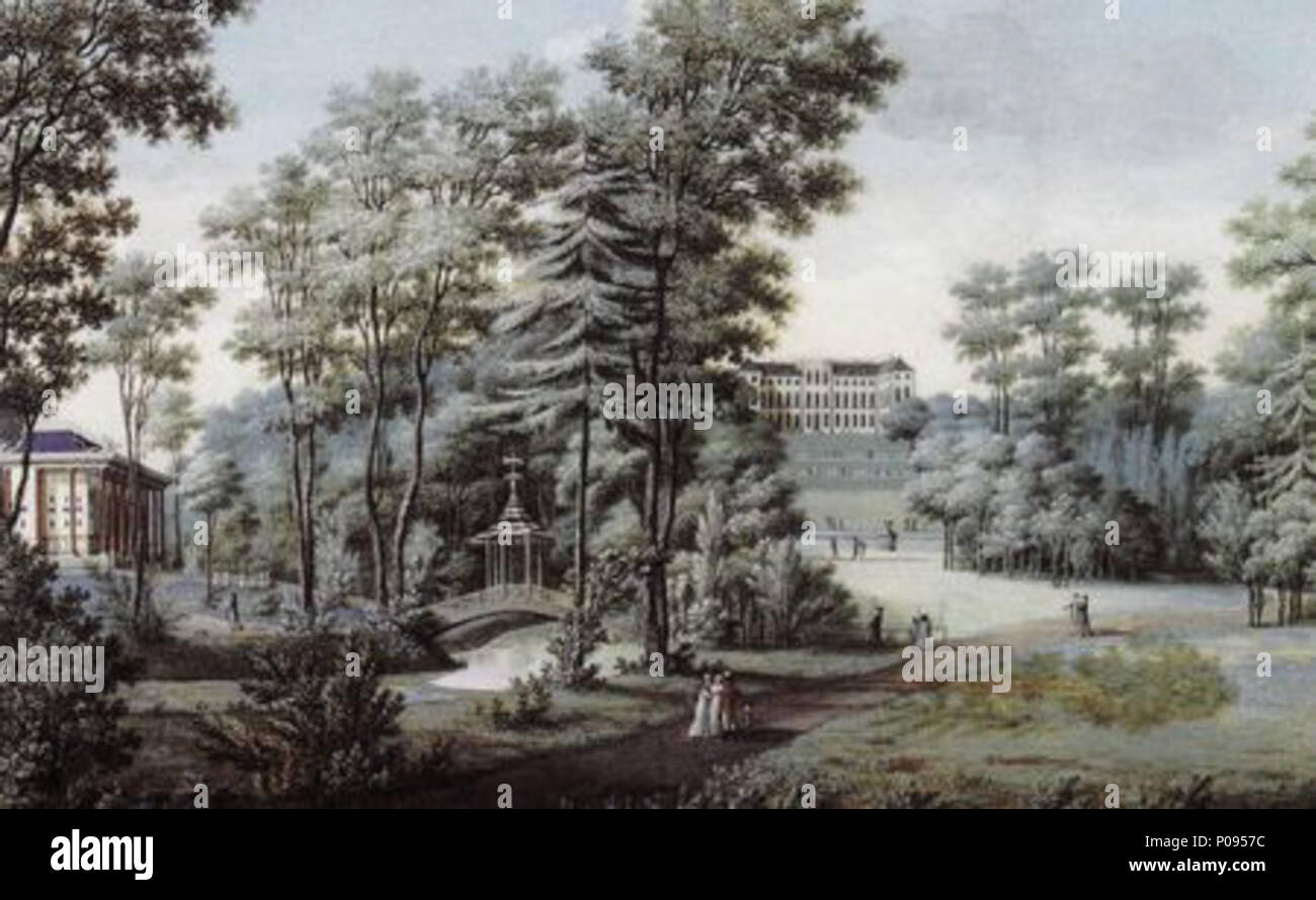 English: Frederiksberg Have with the Norwegian bridge, the Apis Temple ...