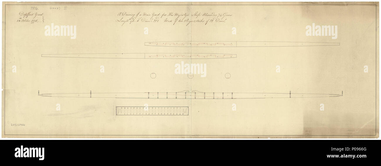 . English: Alexander (1778) Scale: 1:48. Plan showing the elevation ...
