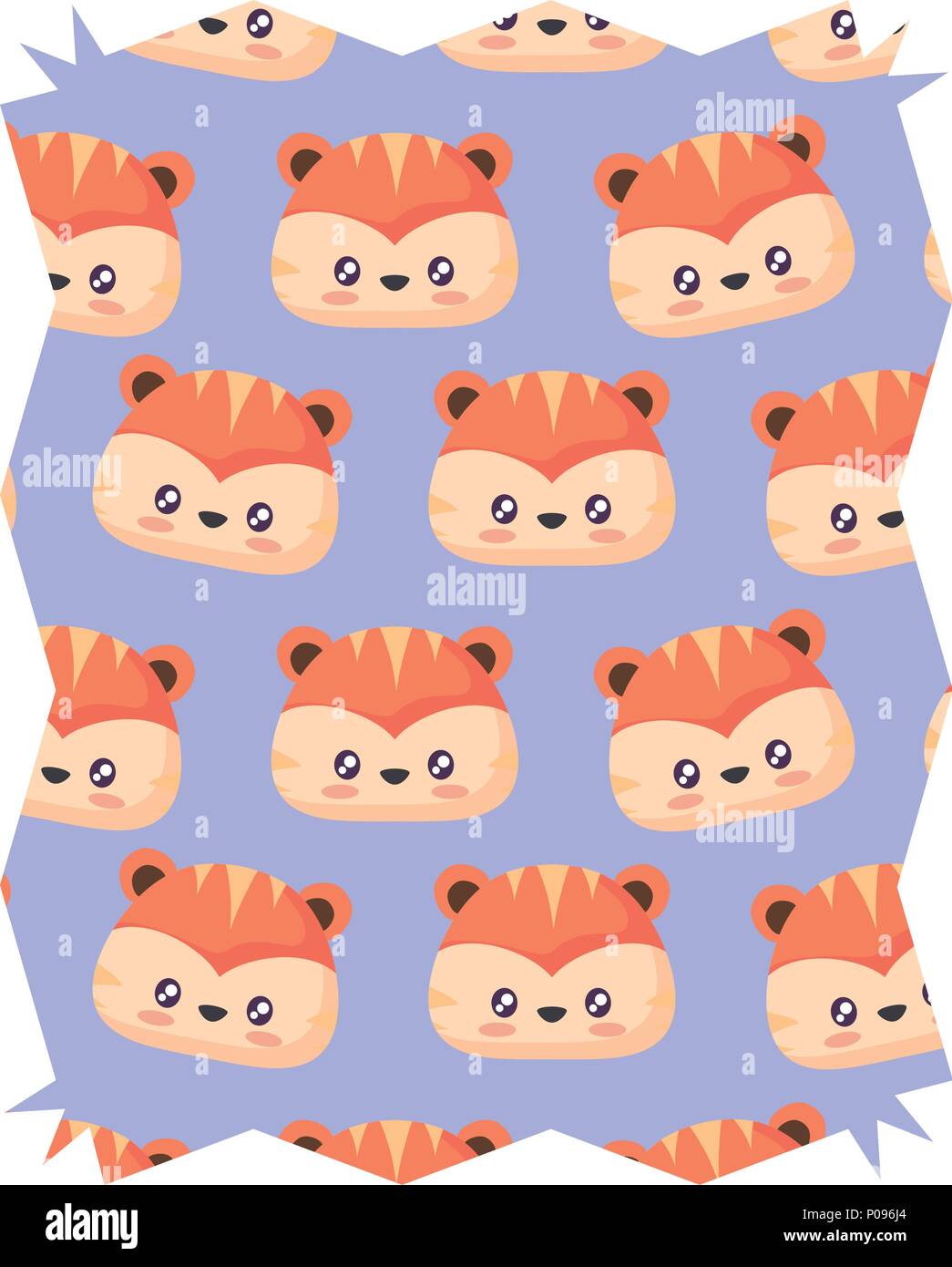 abstract frame with cute tigers pattern over white background, vector ...