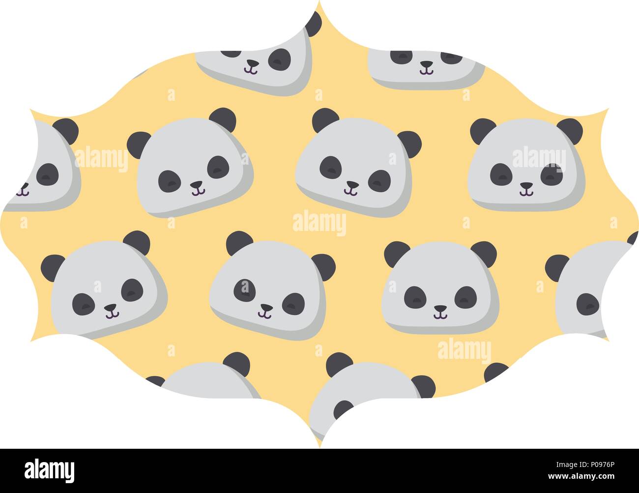 arabic frame with Panda bear pattern over white background, vector ...