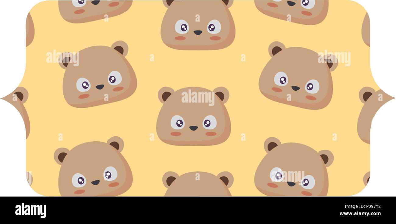 banner with cute bear pattern over white background, vector ...