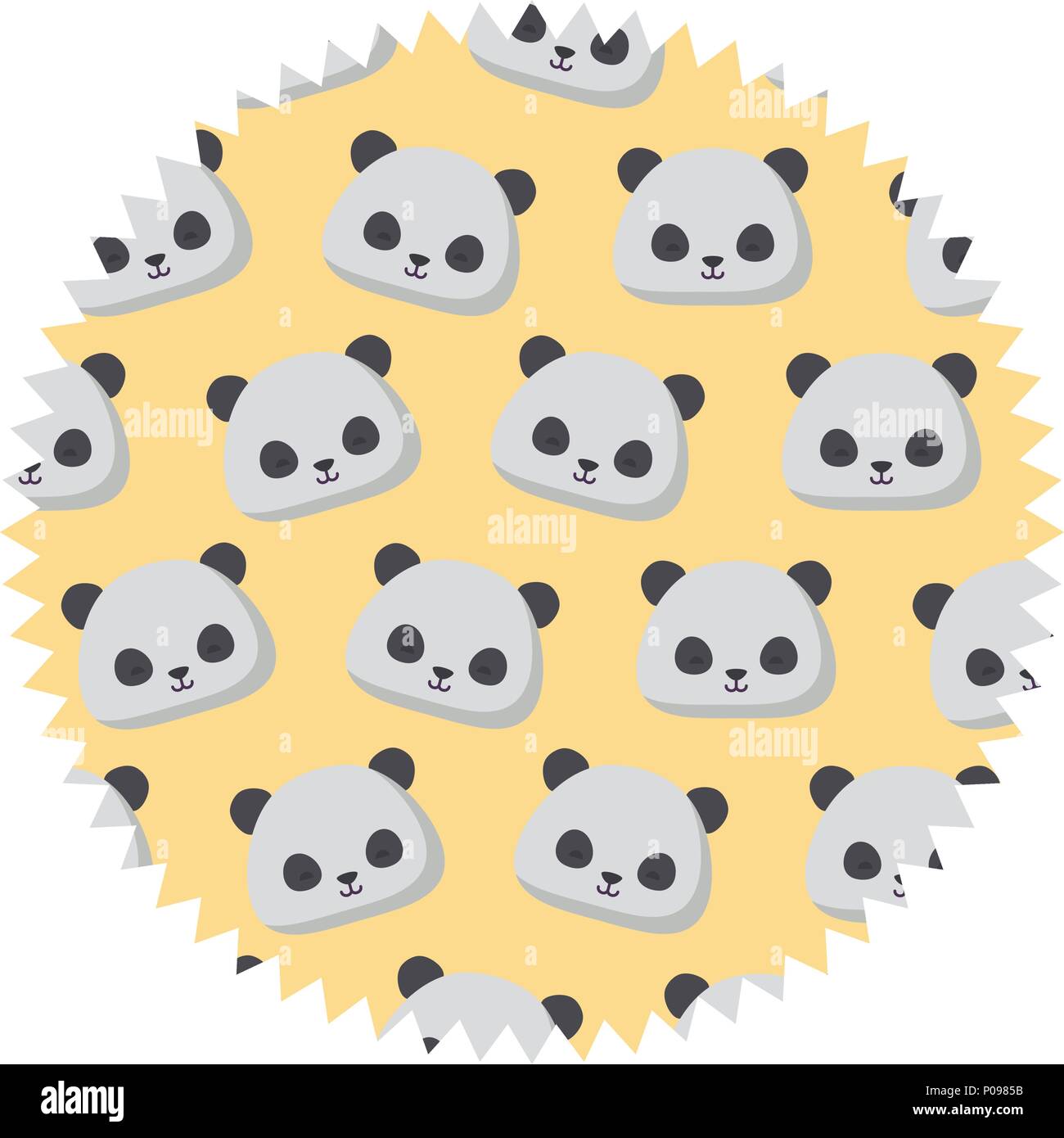 seal stamp with Panda bear pattern over white background, vector ...