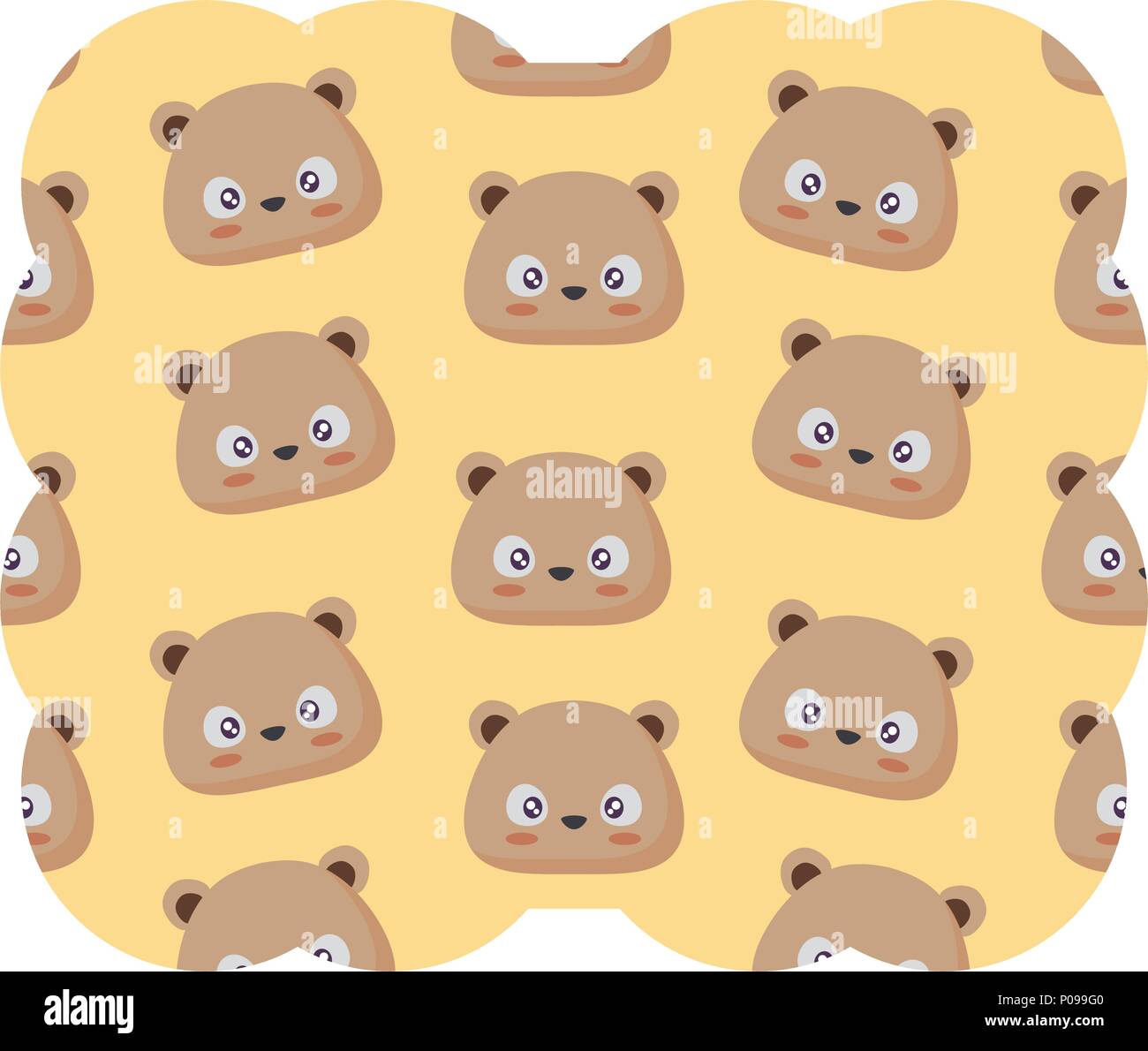 decorative frame with cute bear pattern over white background, vector ...