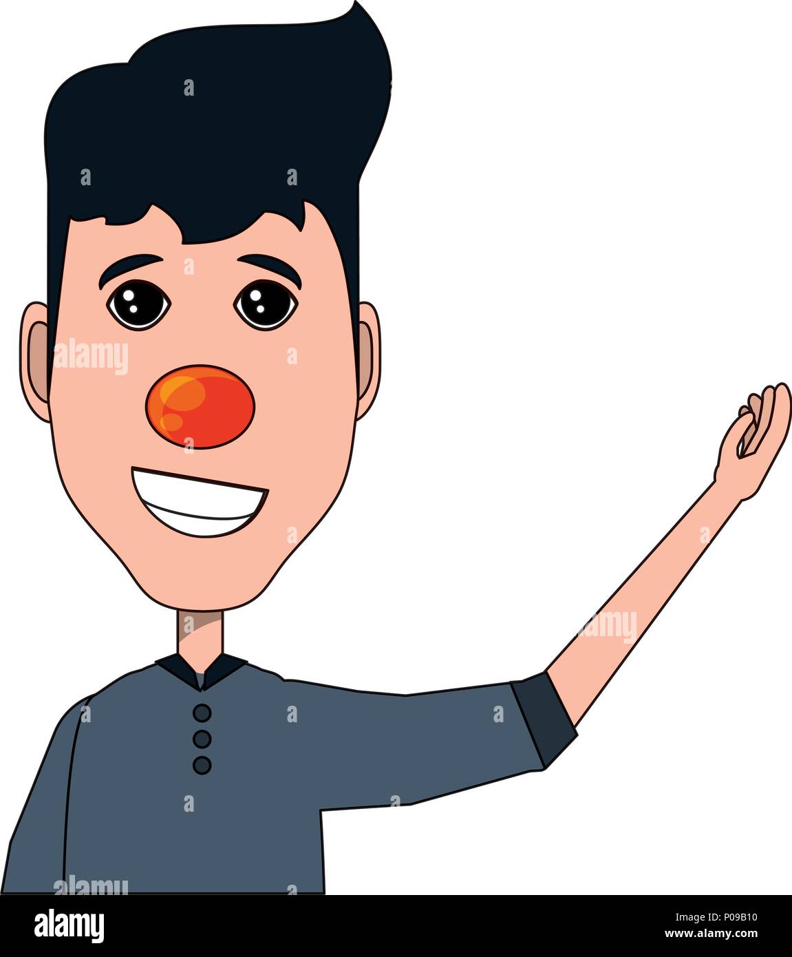 Cartoon man with red nose icon over white background, vector ...