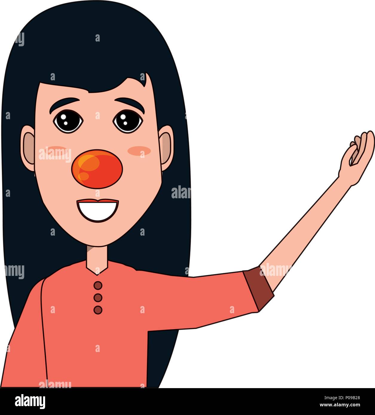 Woman with red nose icon over white background, vector illustration ...