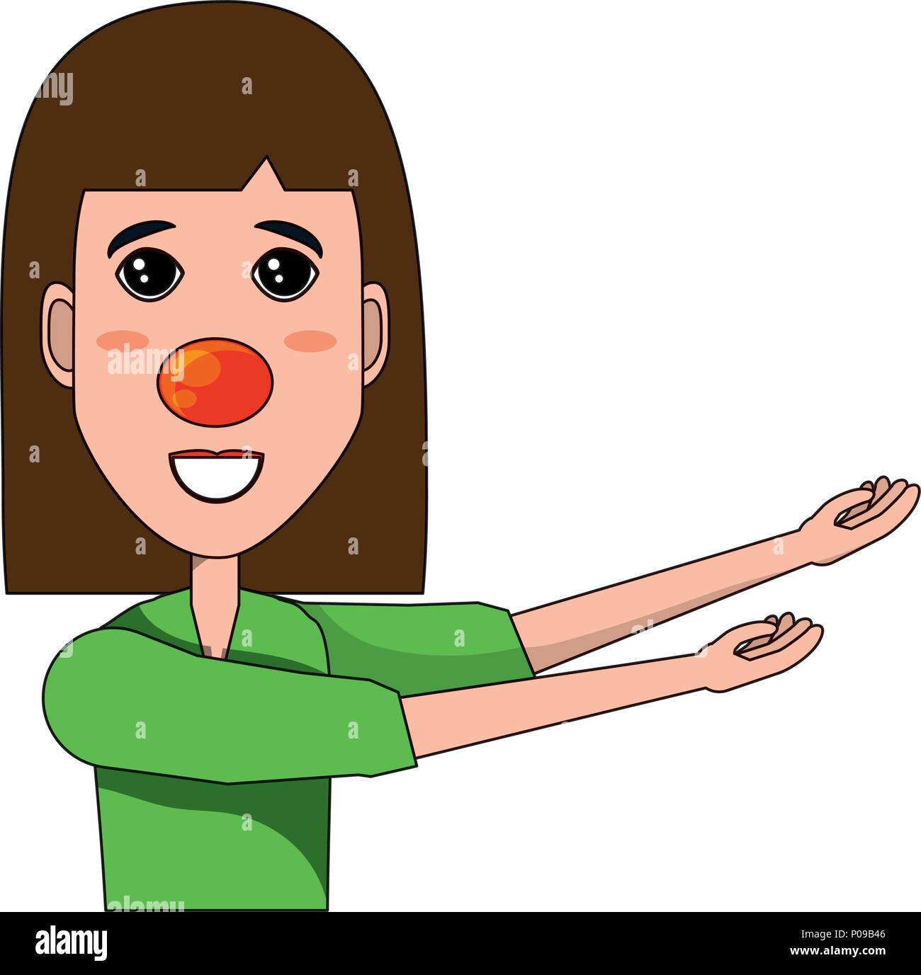 Clown red nose woman Stock Vector Images - Alamy
