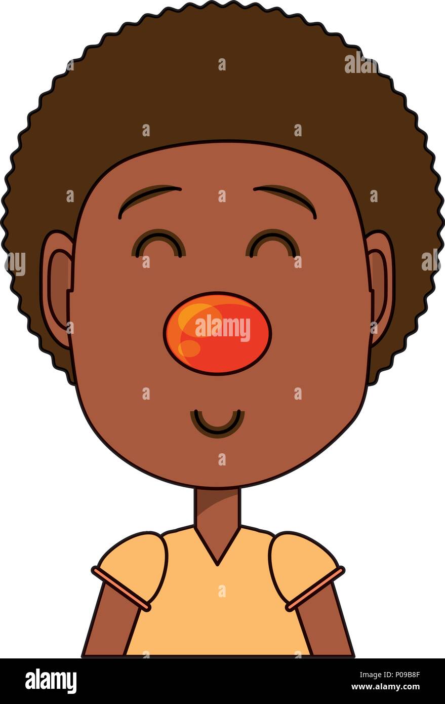 Happy cute girl with red nose icon over white background, vector ...