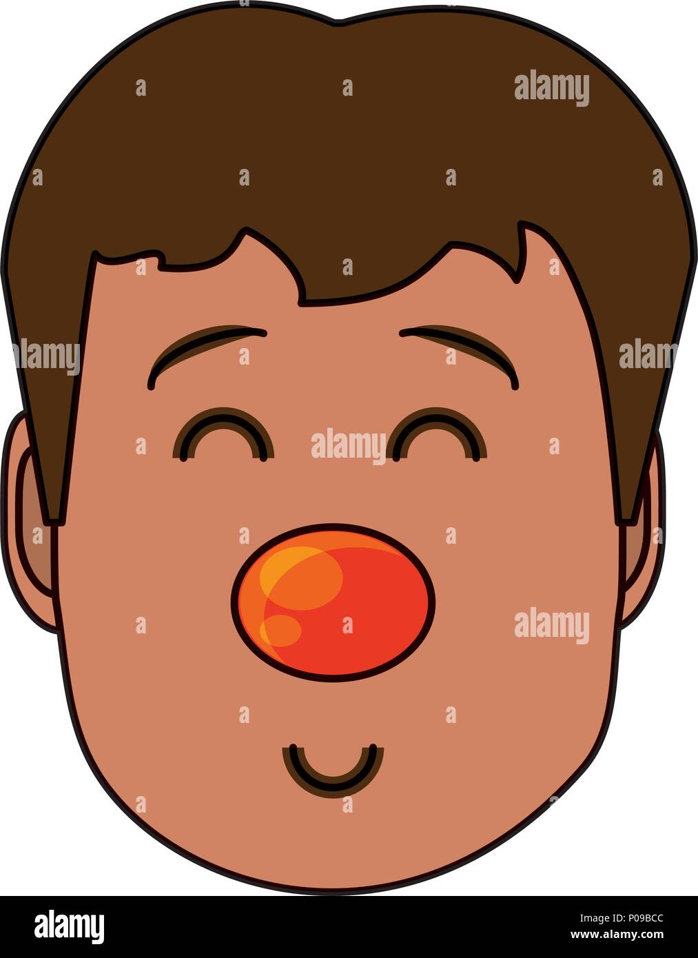 Happy girl face with red nose icon over white background, colorful ...