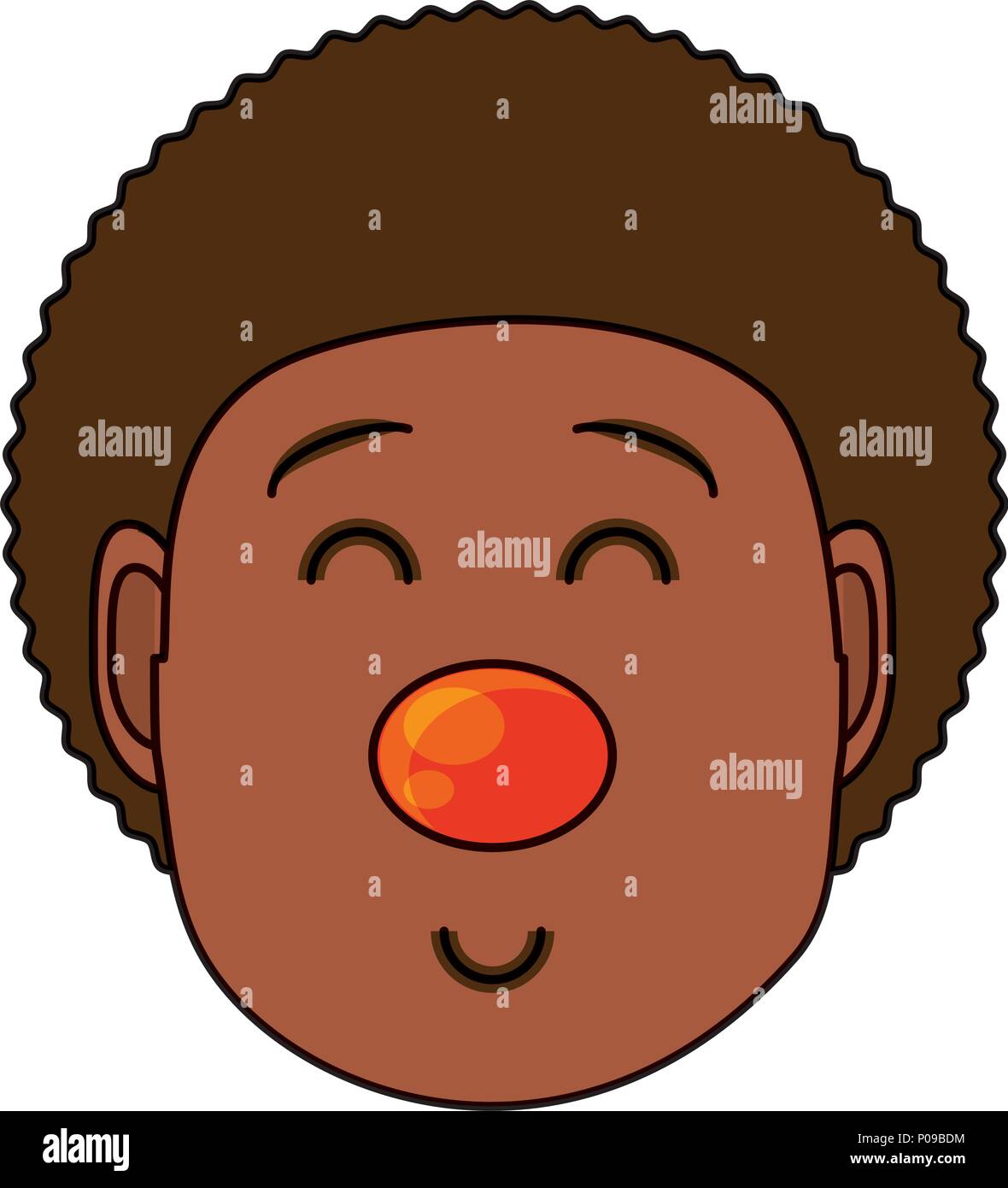 Happy girl face with red nose icon over white background, colorful ...