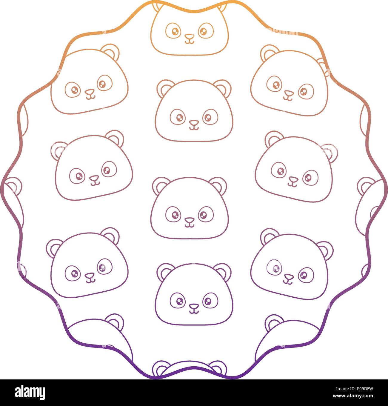 circular frame with cute bear pattern over white background, vector ...