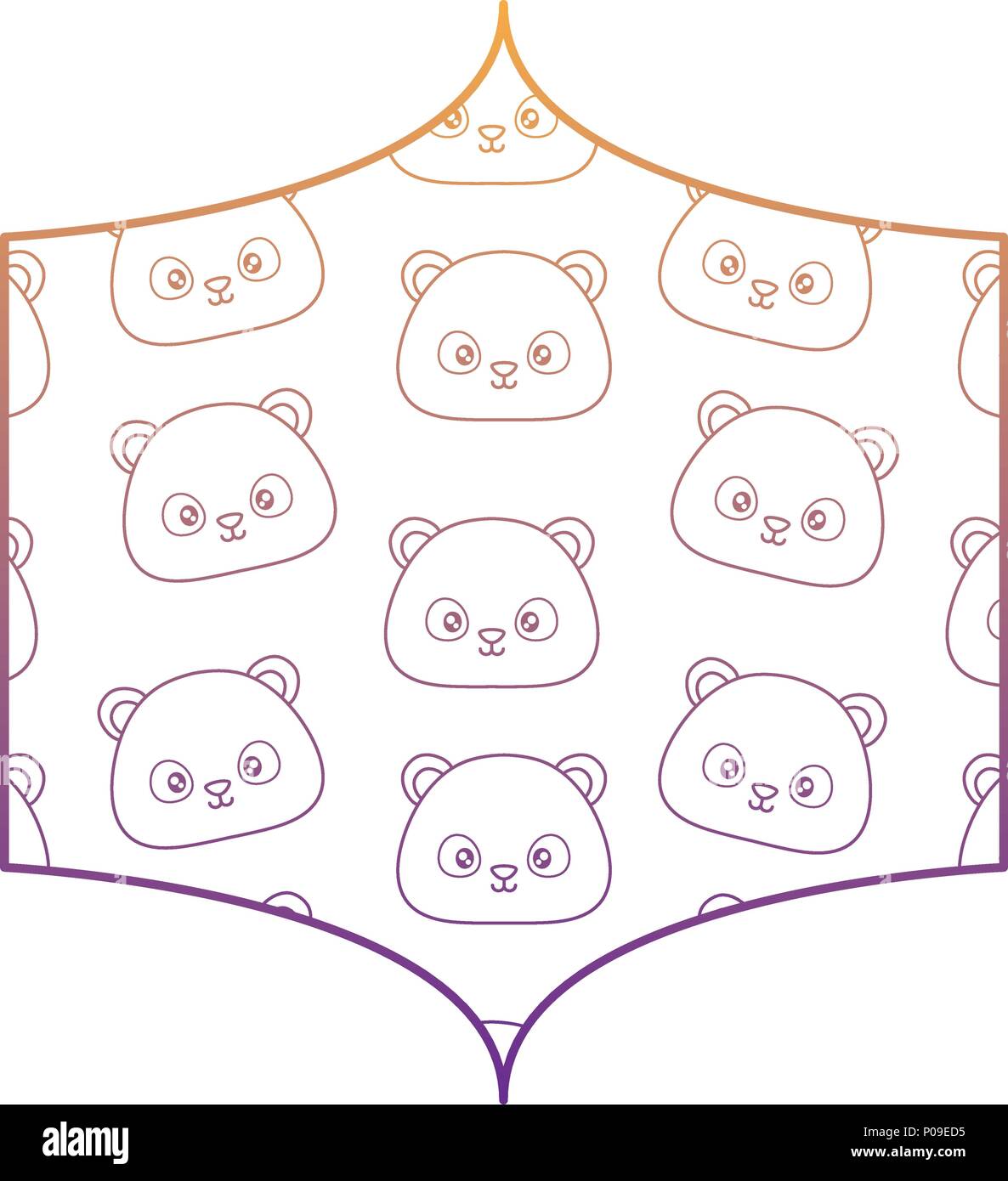 decorative frame with cute bear pattern over white background, vector ...