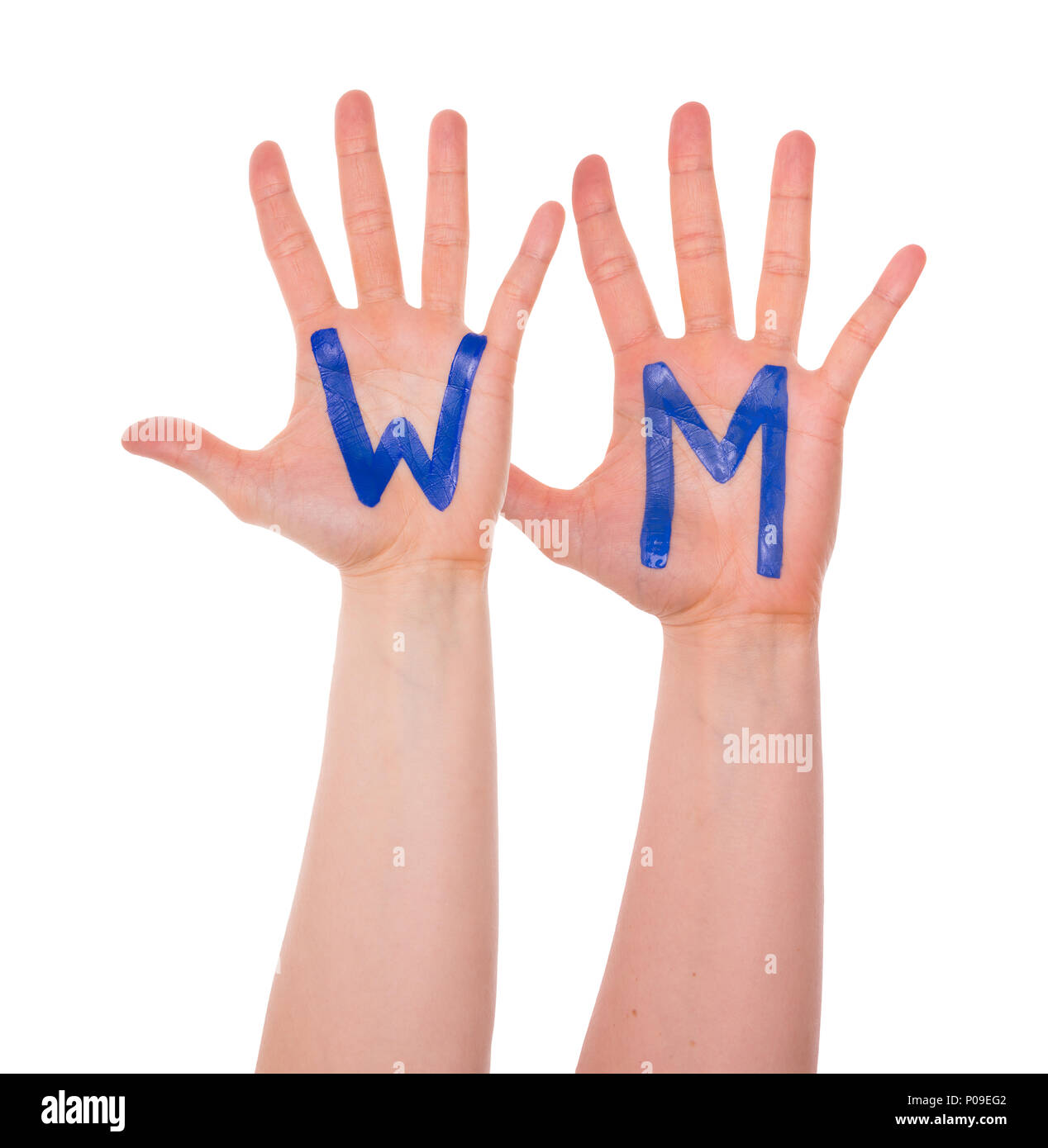 Many People Hands With Letters Building The German Word WM Means World ...