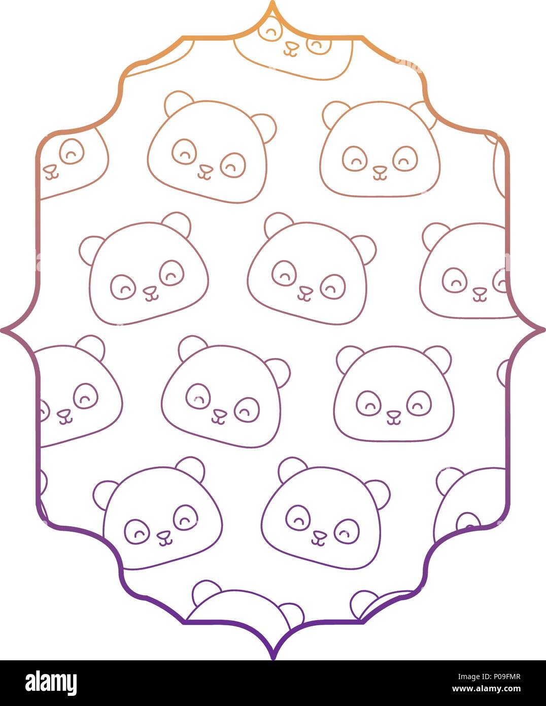 arabic frame with Panda bear pattern over white background, vector ...