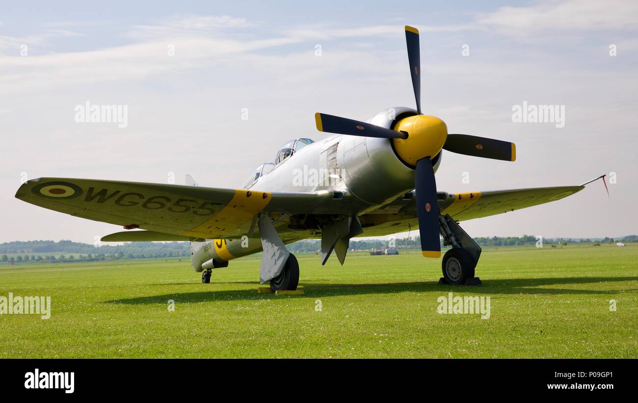 Hawker Sea Fury T.20 (WG655) on the flightline at Duxford Air Festival ...