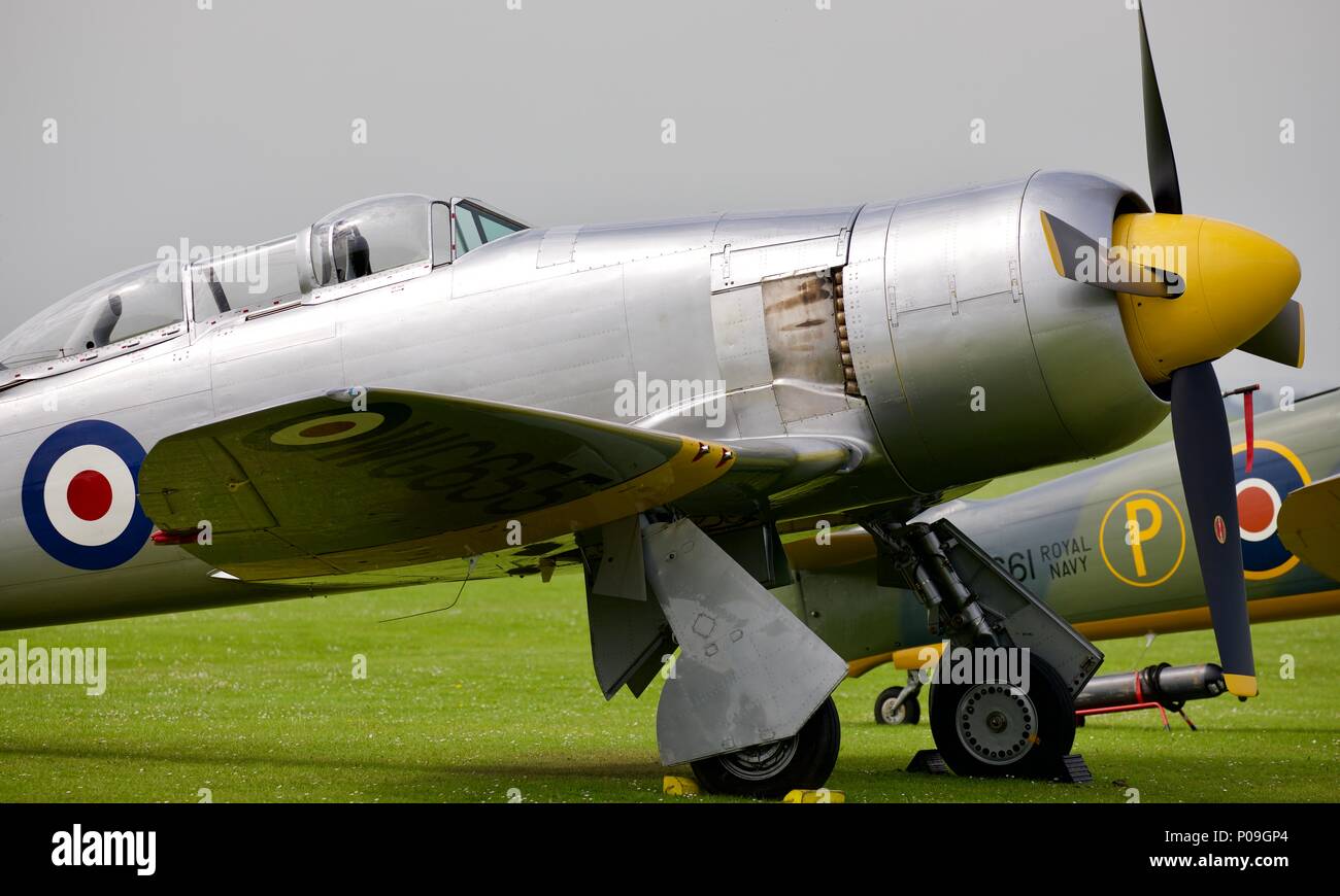Hawker Sea Fury T.20 (WG655) on the flightline at Duxford Air Festival ...
