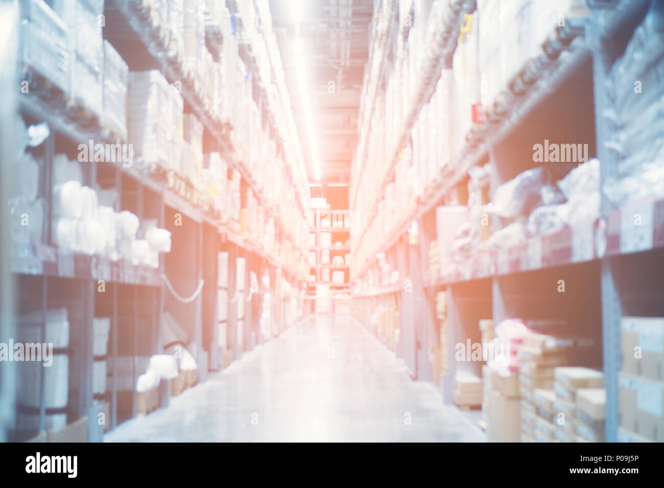 Blurry background of Warehouse inventory product stock for logistic ...