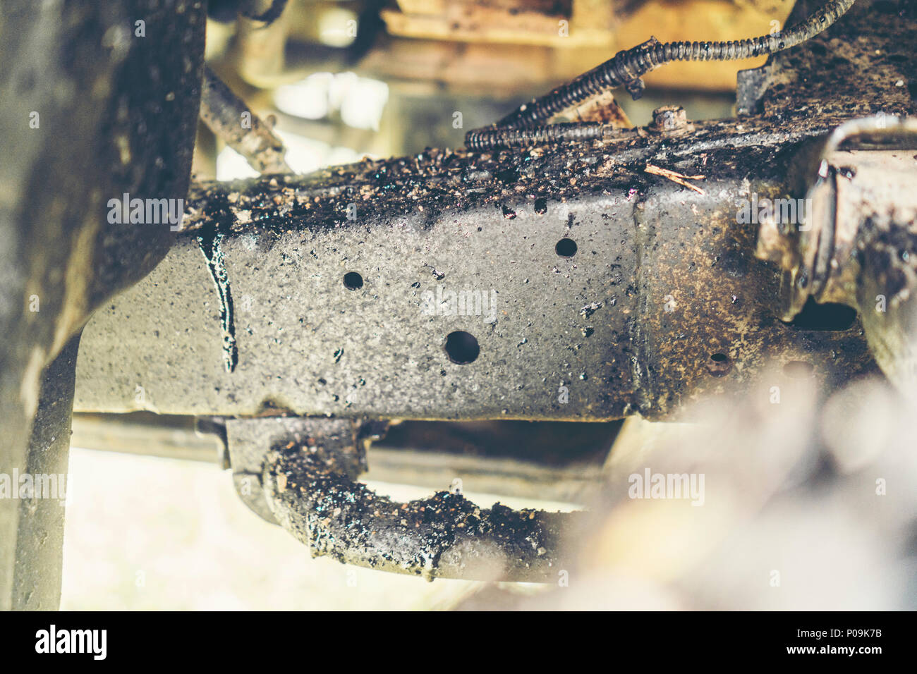 The car is dirty with asphalt oil Stock Photo - Alamy