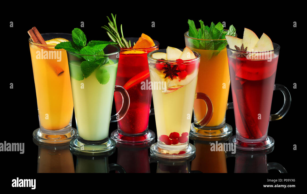 Set of tasty fruit tea in cups Stock Photo - Alamy