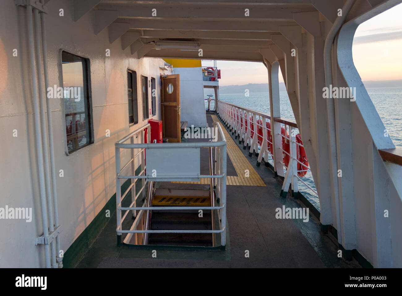 Corridor of Passenger Ship on Upper Deck Stock Photo - Alamy