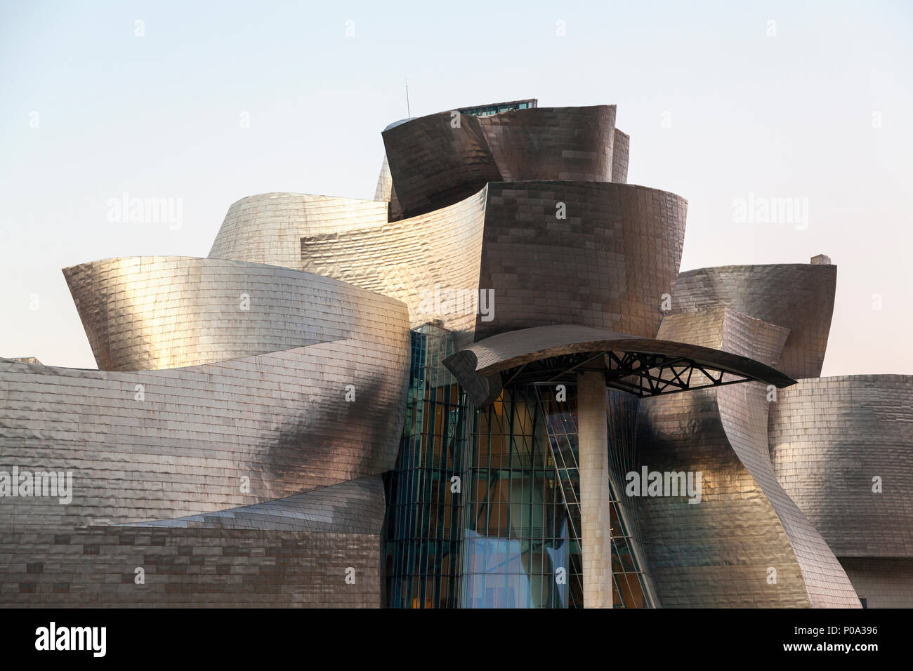 Closeup of the architectural shapes of the Guggenheim museum, Bilbao ...