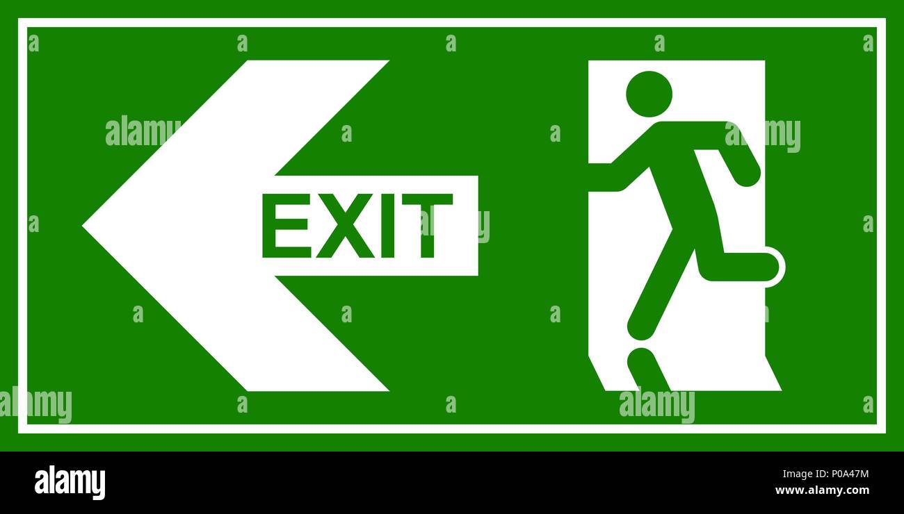 Emergency exit sign. Man running out fire exit Stock Vector Image & Art - Alamy