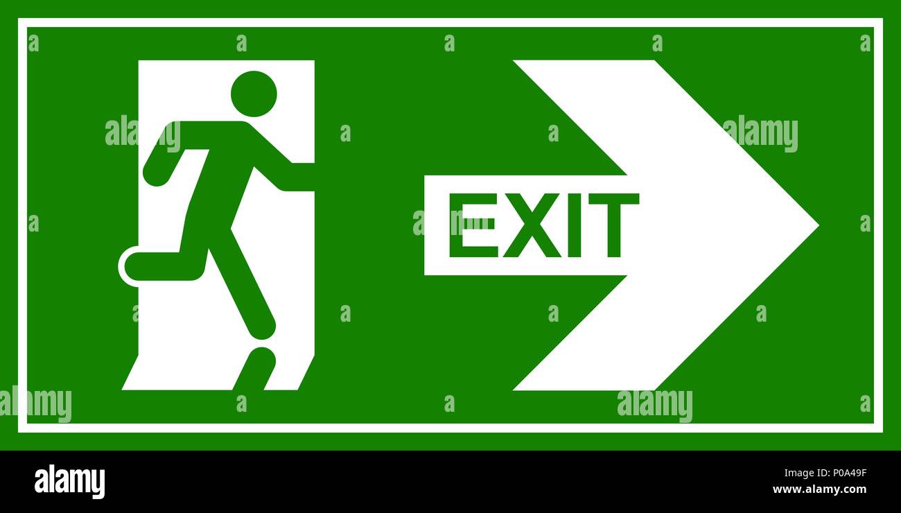 Emergency exit sign. Man running out fire exit Stock Vector Image & Art ...
