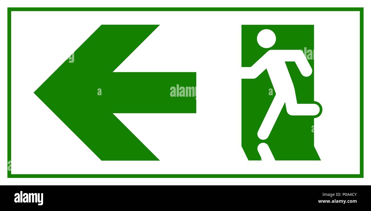 Emergency exit sign. Man running out fire exit Stock Vector Image & Art ...