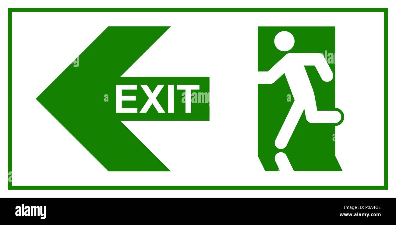 Emergency exit sign. Man running out fire exit Stock Vector Image & Art ...