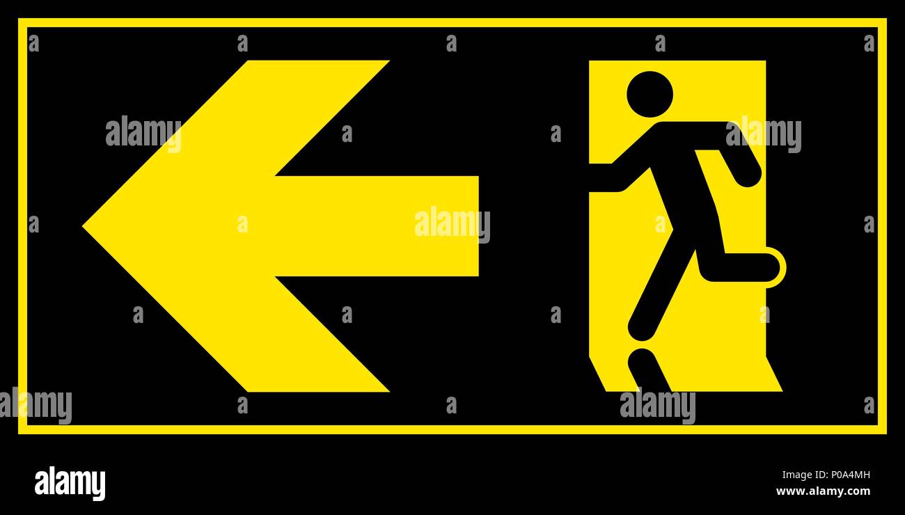 Emergency exit sign. Man running out fire exit Stock Vector Image & Art ...