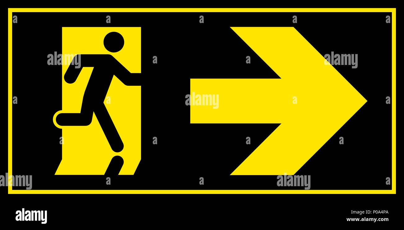 Emergency exit sign. Man running out fire exit Stock Vector Image & Art ...