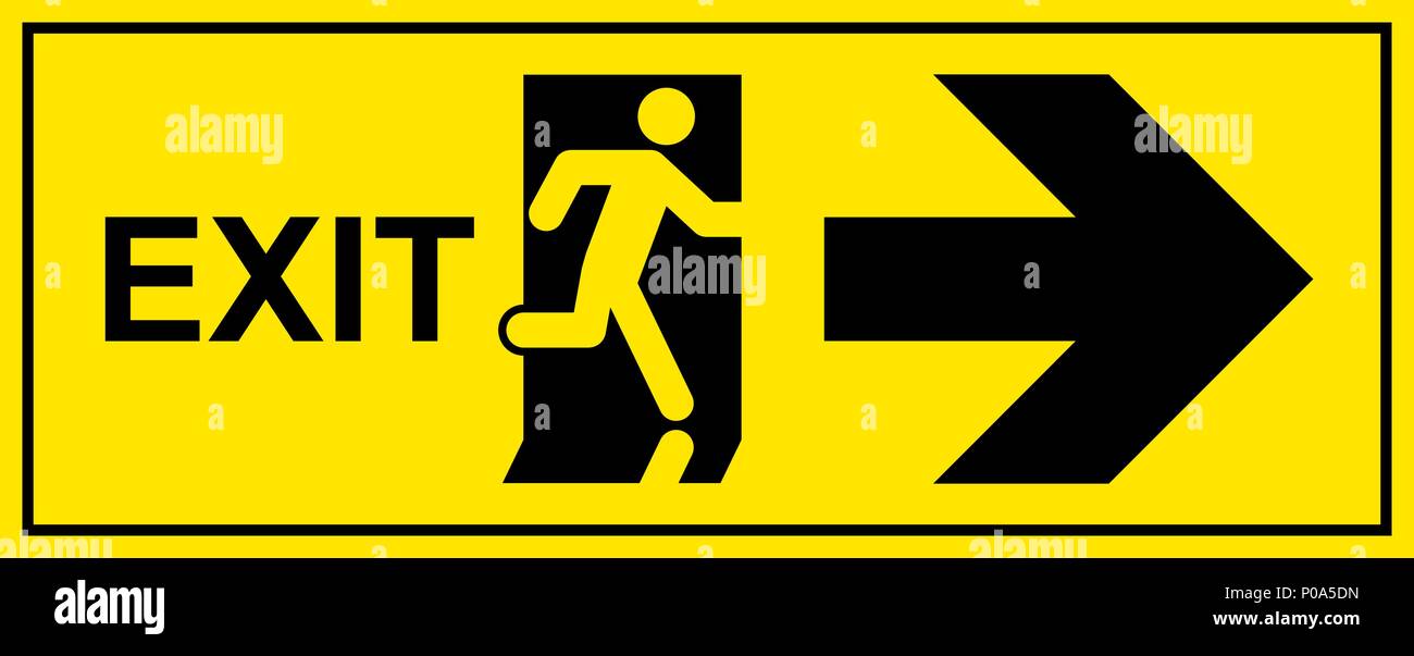 Emergency exit sign. Man running out fire exit Stock Vector Image & Art ...