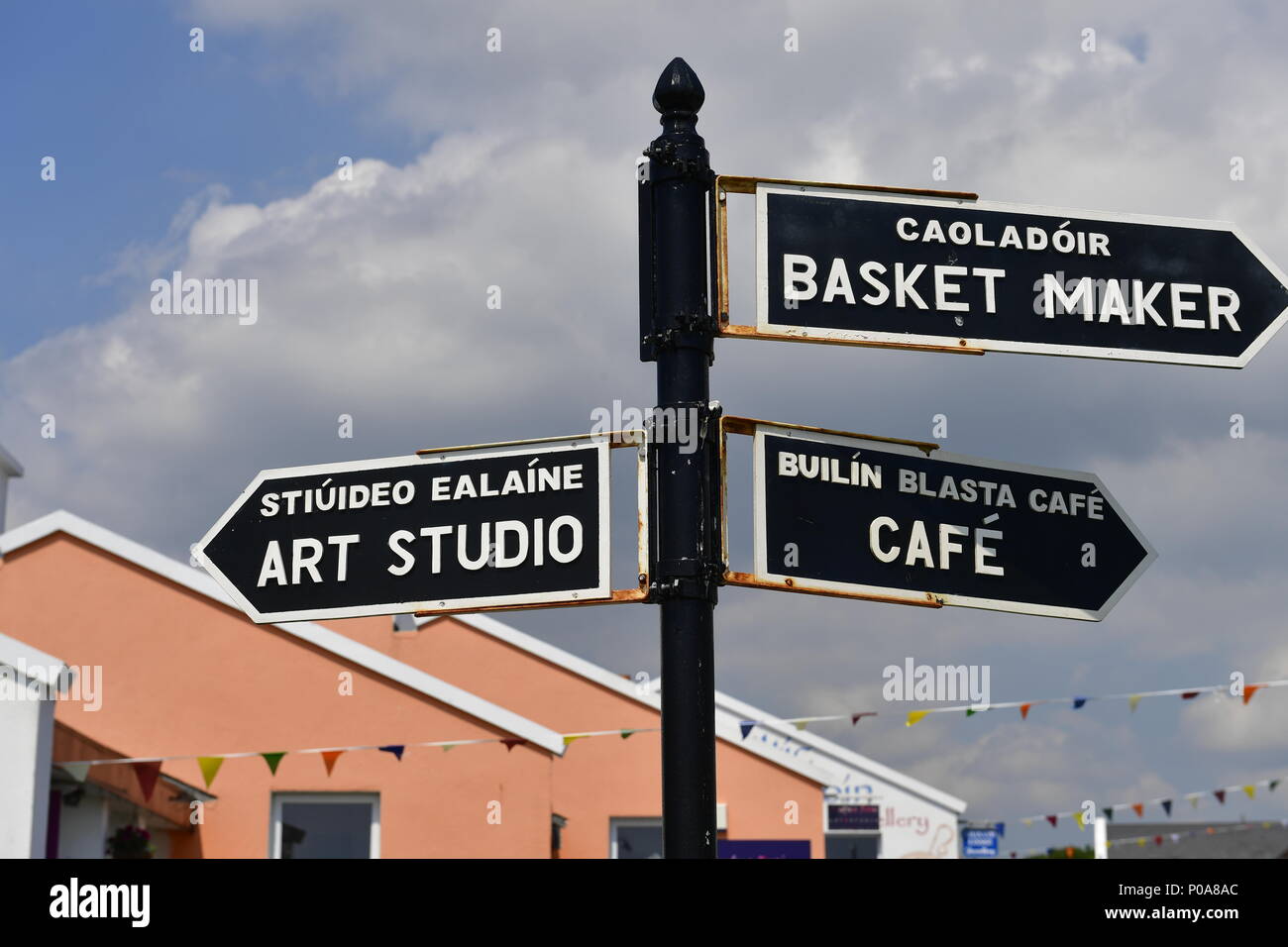 Signpost, Spiddal, Galway Stock Photo - Alamy