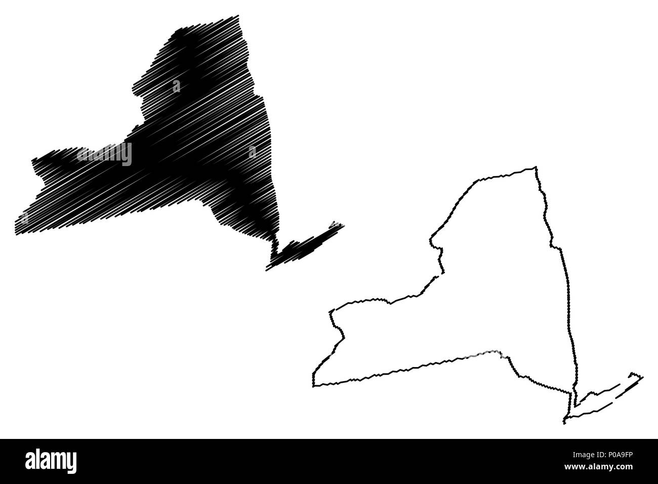 New York map vector illustration, scribble sketch New York map Stock ...