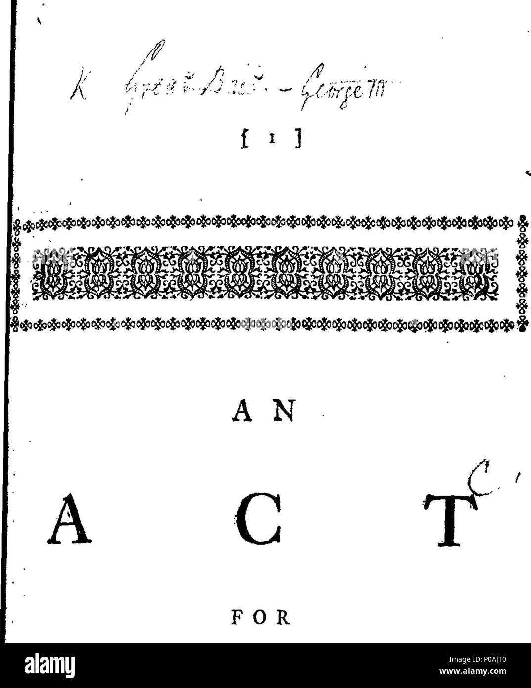 . English: Fleuron from book: An act for dividing and inclosing certain ...