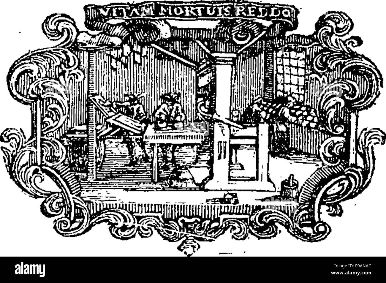 . English: Fleuron from book: A paraphrase on the Song of the three ...