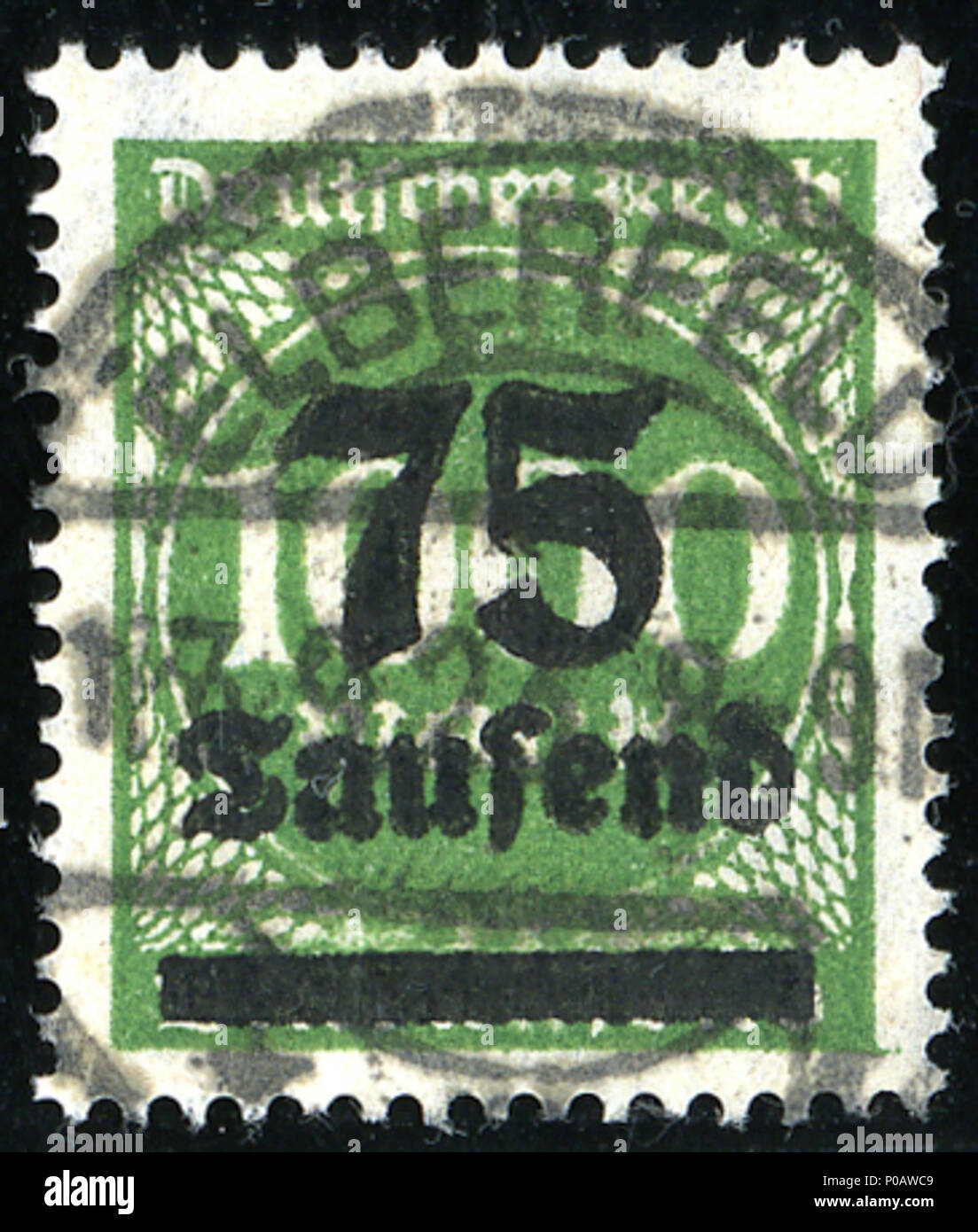 . English: Stamp of Germany, overprint 75 Tausend (Mark), issue 24 ...