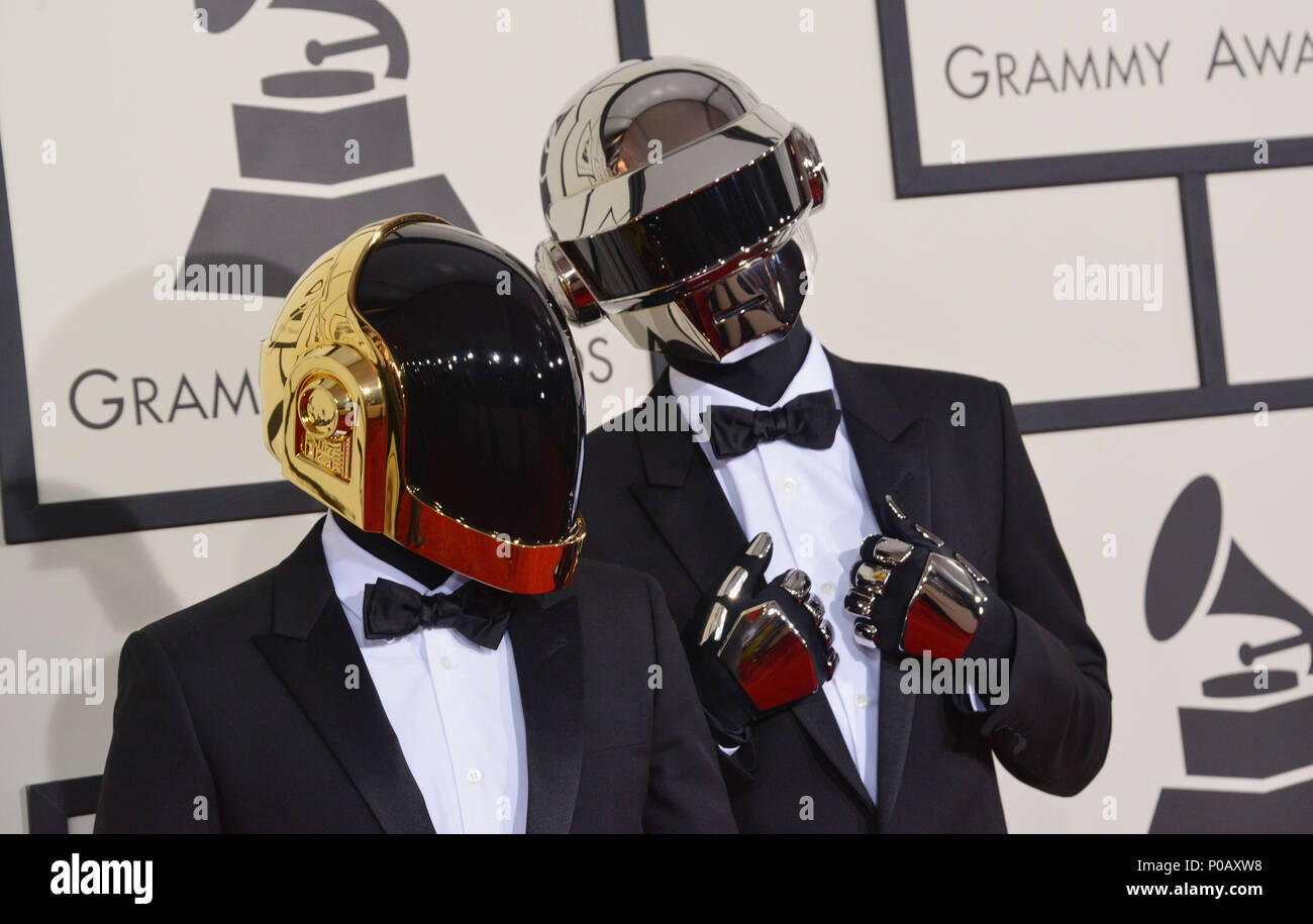 daft punk arriving at the 56th Annual Grammy Awards 2014 at the Staple ...