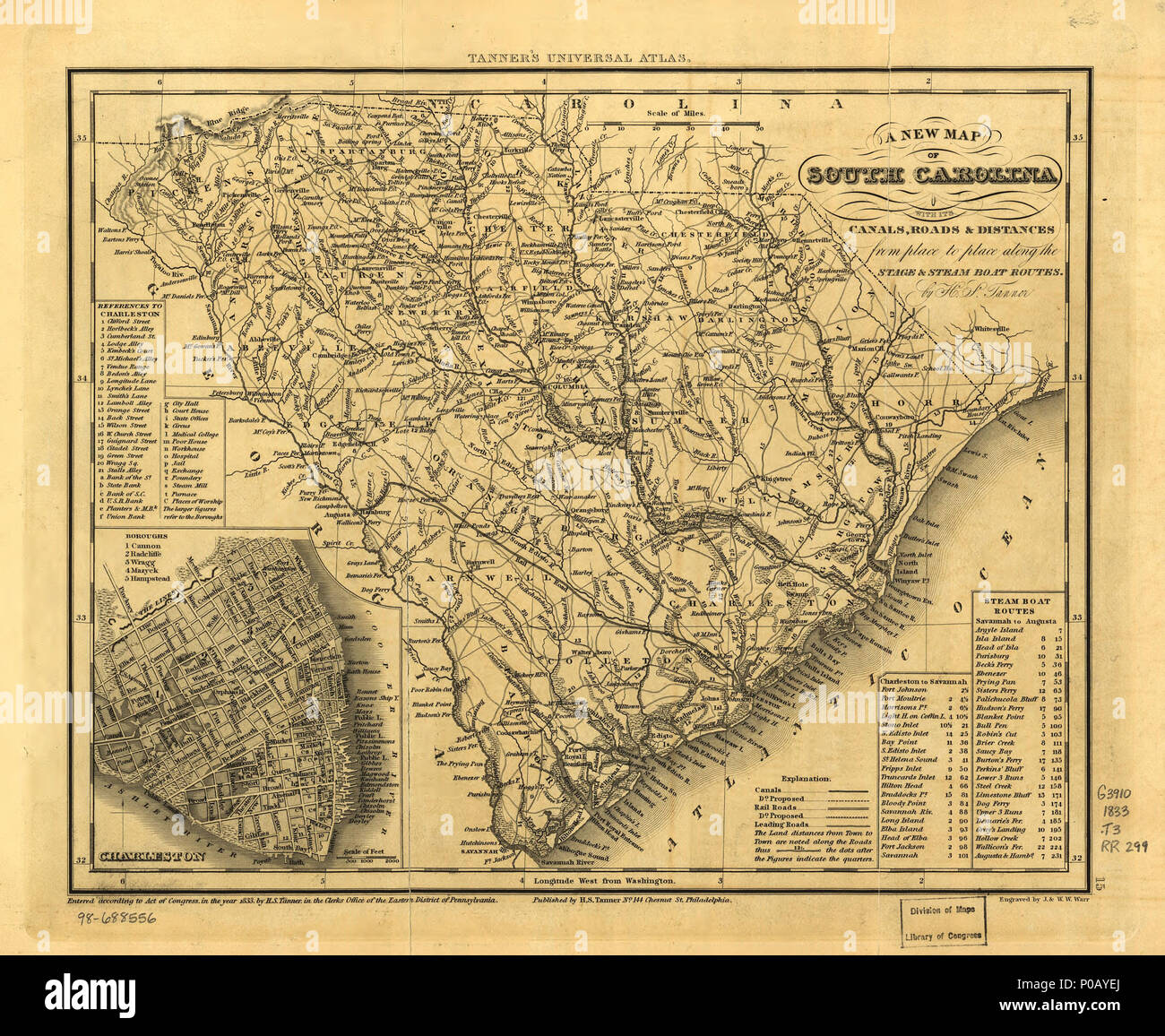 . English: The earliest general map to show the South Carolina Canal ...