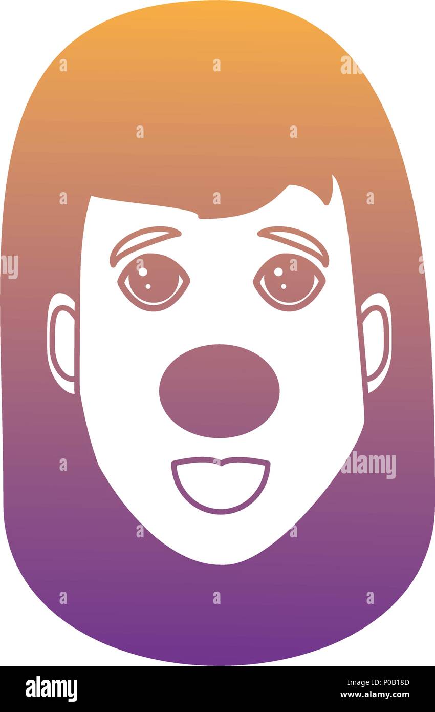 Woman face with red nose icon over white background, vector ...