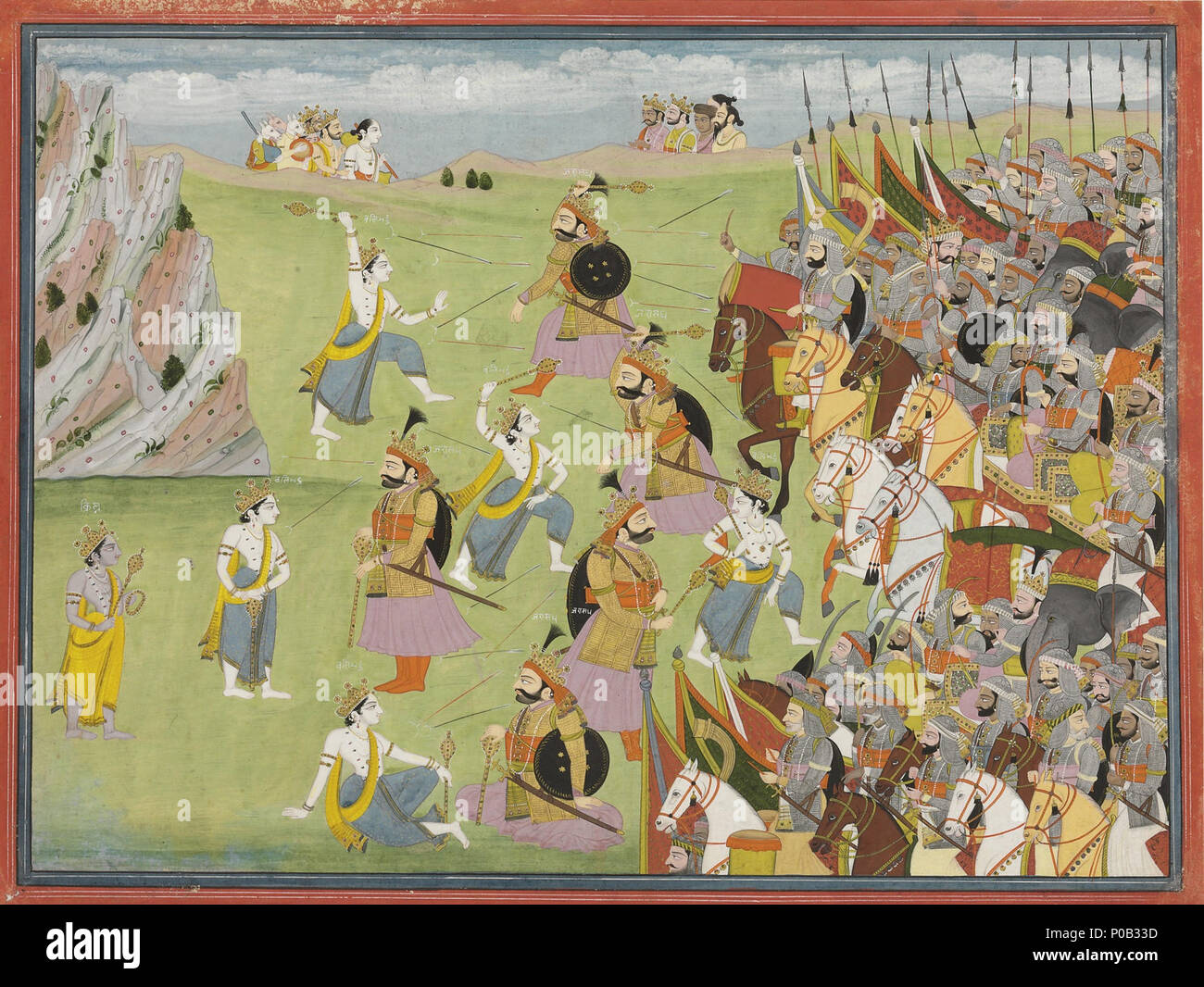 . With Krishna in his yellow dhoti at lower left, Balabhadra depicted ...