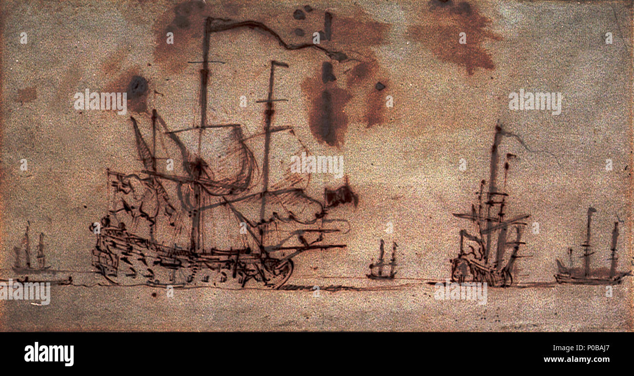 . English: An English flagship before the wind under easy sail A ...