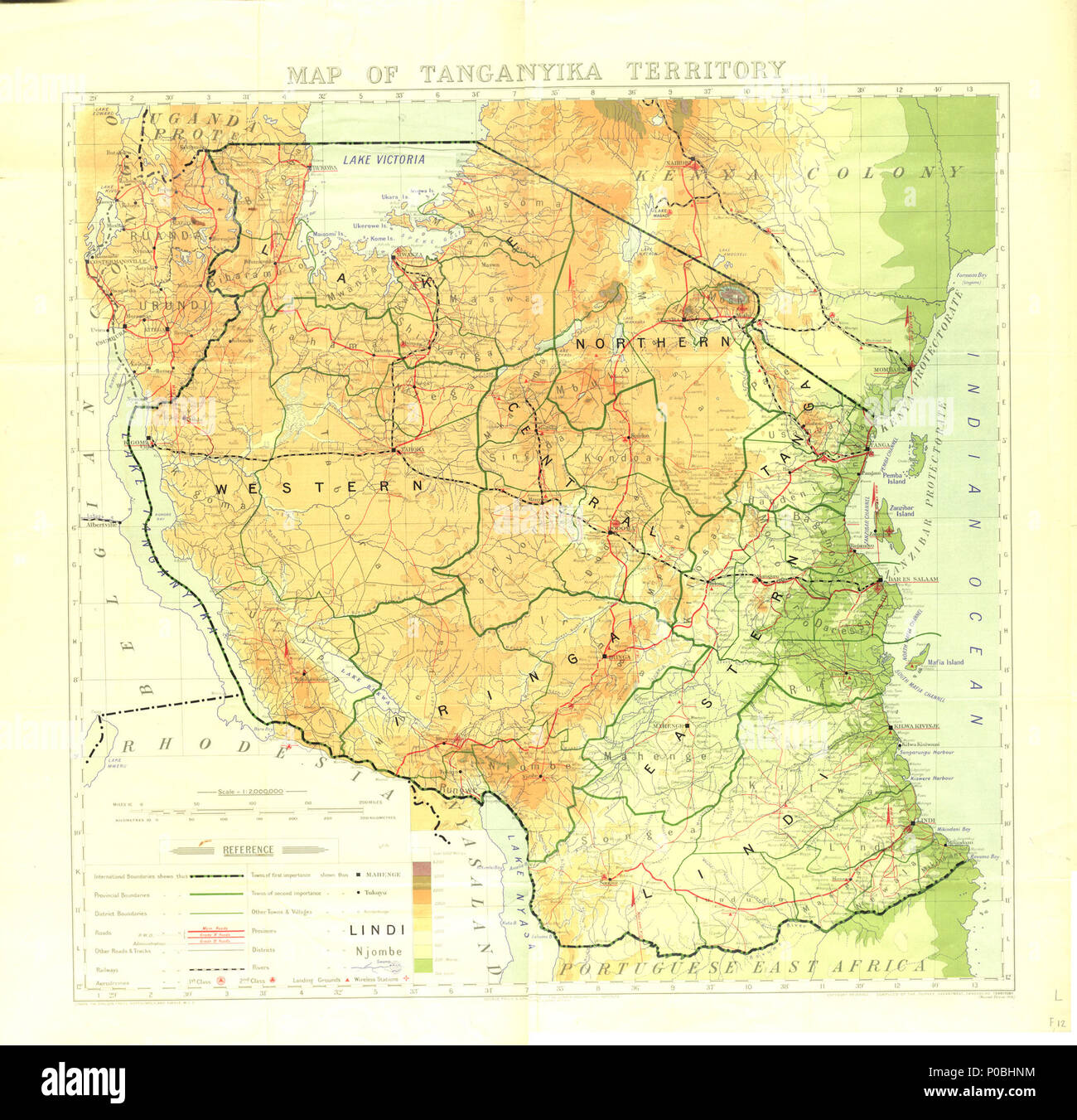 . English: Map of Tanganyika Territory from 1934 by Survey department ...